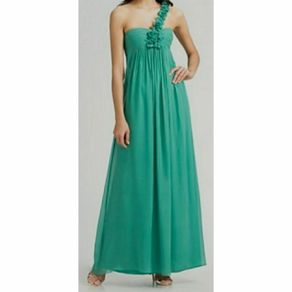 BCBGMaxAzria | Dresses | Bcbg Max Azria Silk Gown Maxi Dress Emerald ...